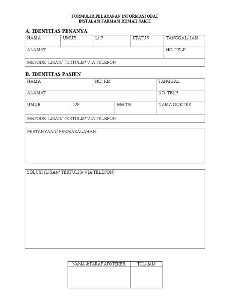 Contoh Formulir PIO | PDF