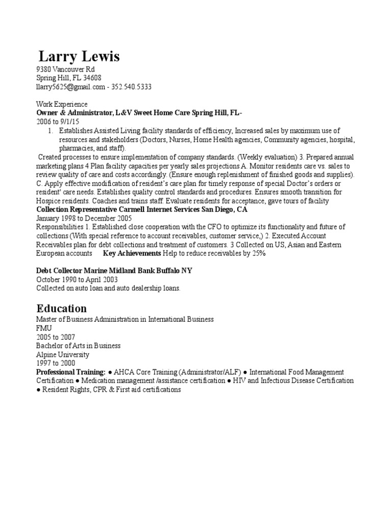 Resume Larry Lewis | PDF