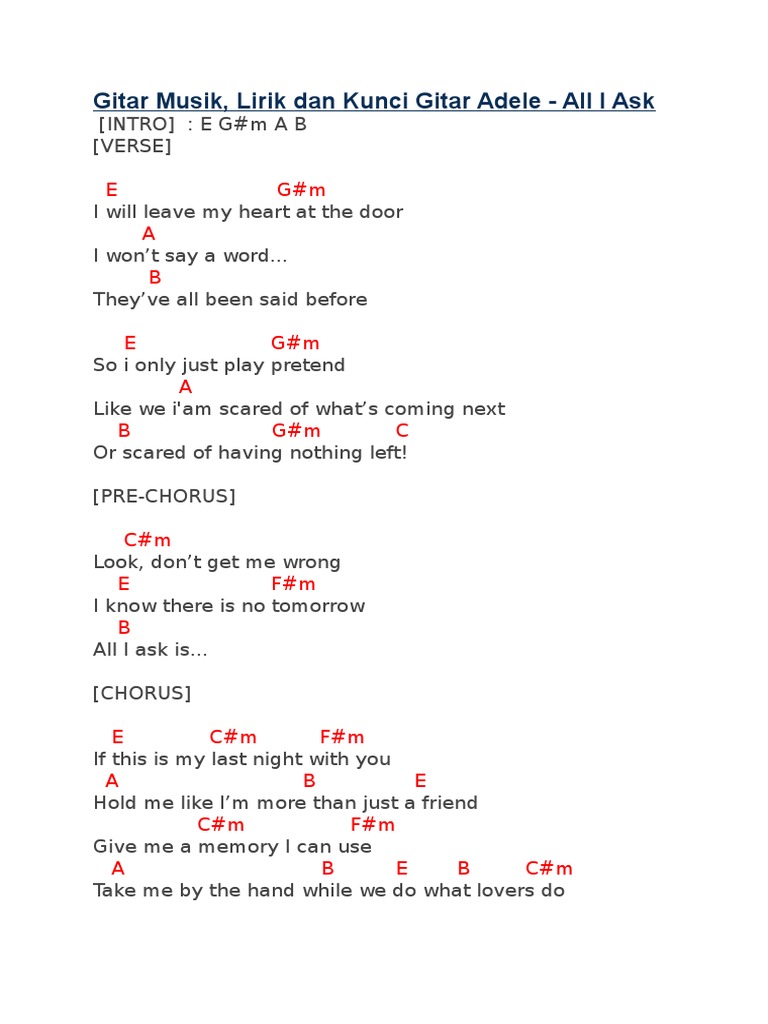 Adele All I Ask | PDF