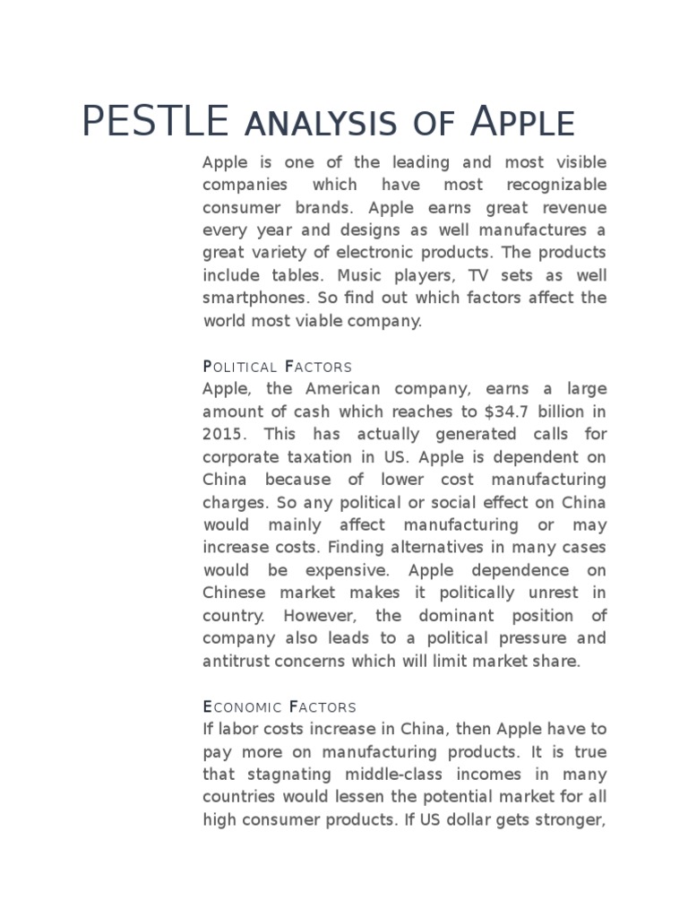 PESTEL Analysis of Apple | PDF | Apple Inc. | China