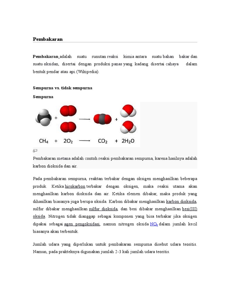 Reaksi Kimia Pembakaran | PDF