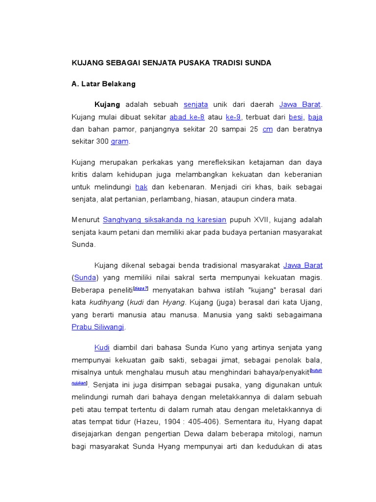 Kujang Sebagai Senjata Pusaka Tradisi Sunda Baru | PDF | Ilmu Sosial ...