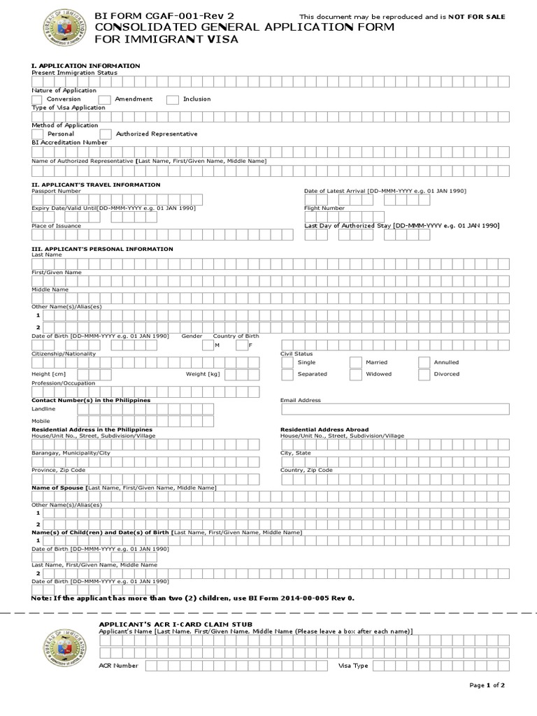 Bi Form Cgaf-001-Rev 2 | Identity Document | Government And Personhood