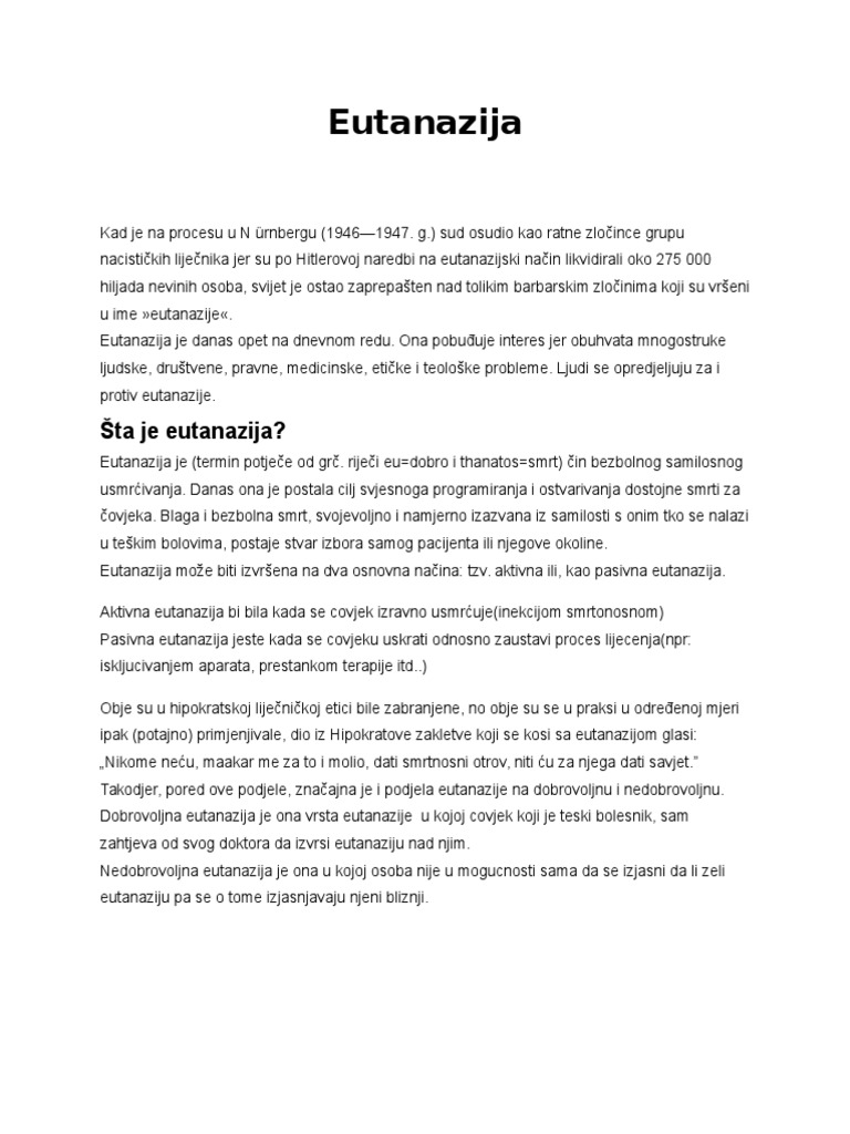 Eutanazija | PDF
