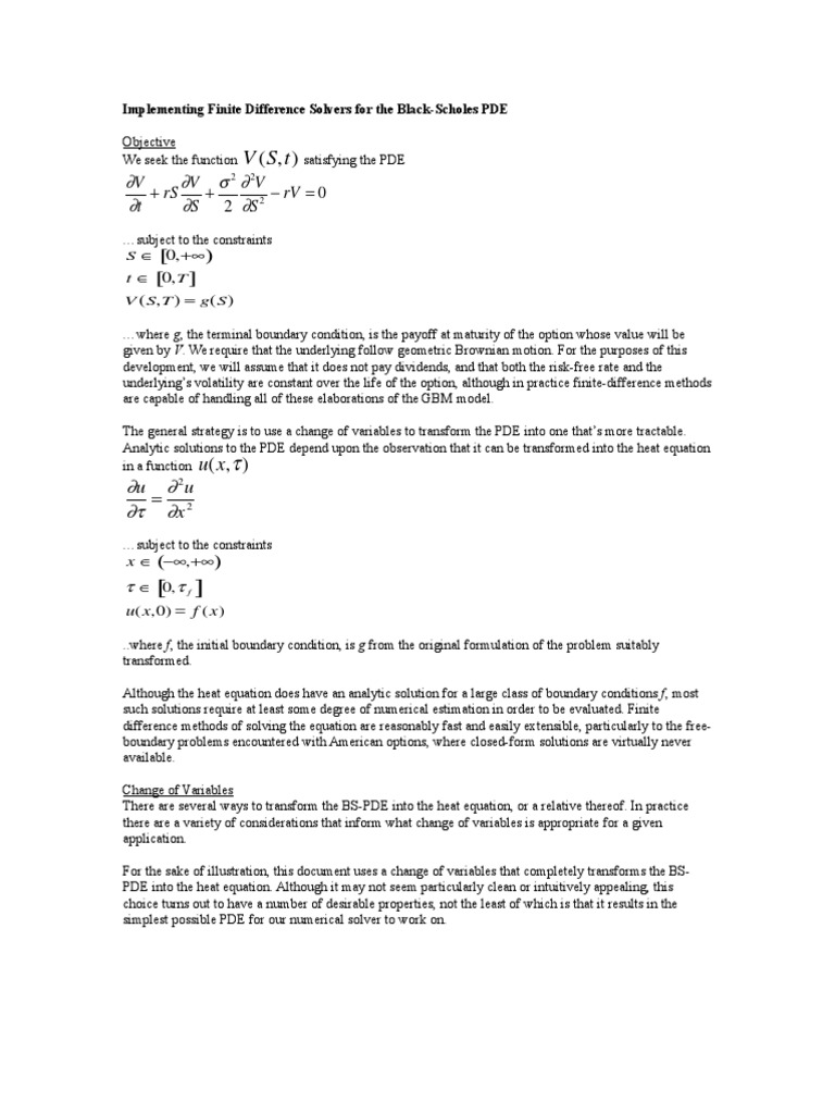 V T RS V S V S RV: Implementing Finite Difference Solvers For The Black ...