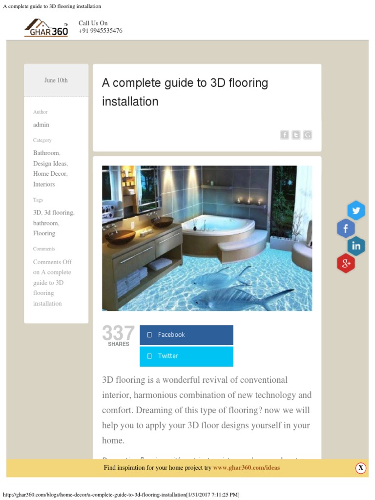 A Complete Guide To 3D Flooring Installation | PDF | Flooring | 3 D ...