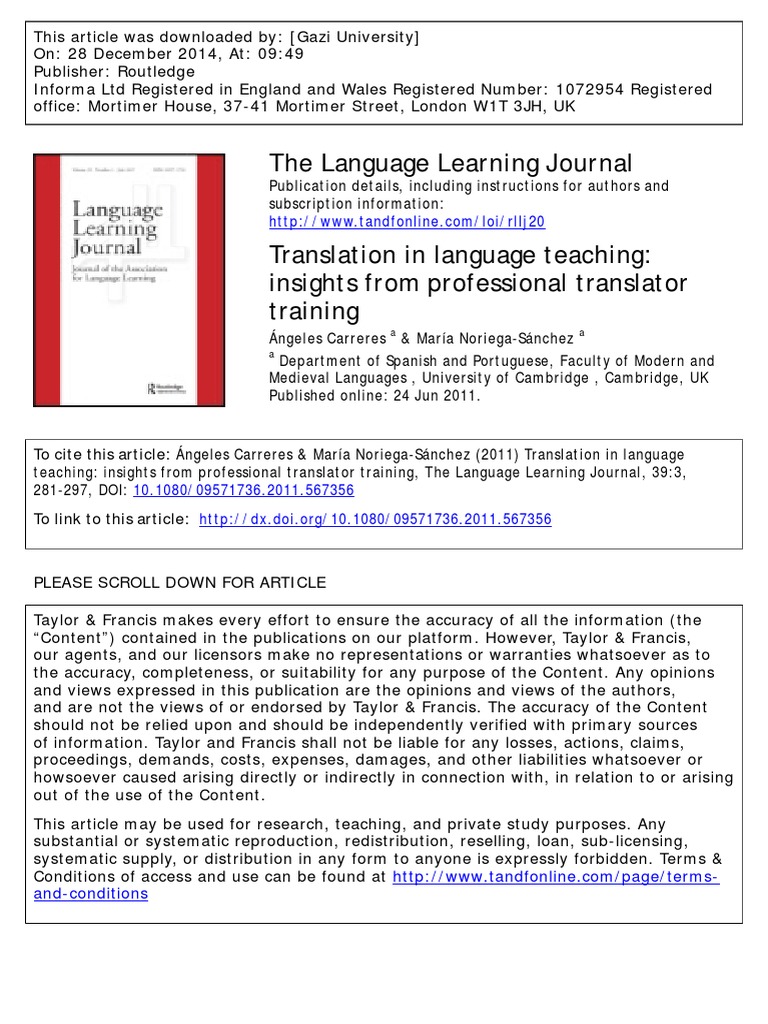 Translation in Language Teaching | PDF | Language Education | Pedagogy