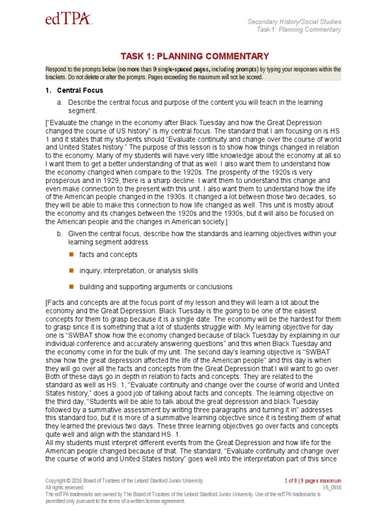 Planning Commentary | PDF | Educational Assessment | Lesson Plan