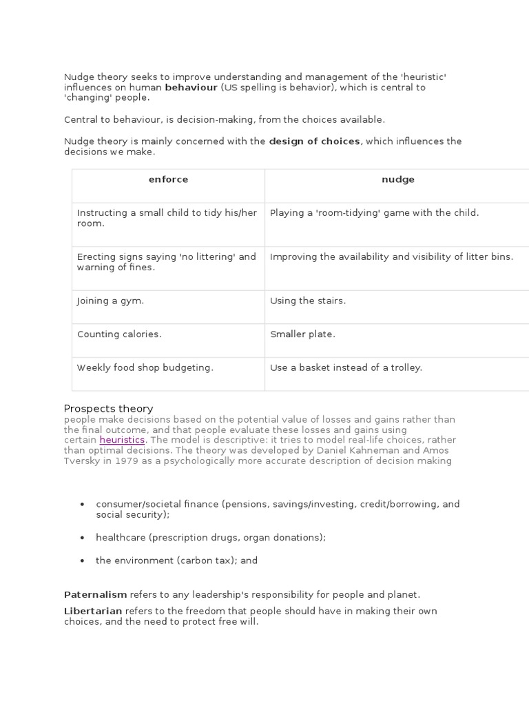 Nudge Theory | PDF | Leadership | Heuristic
