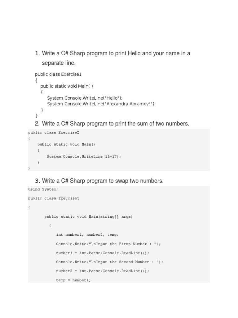 C Sharp Programm | PDF | C Sharp (Programming Language) | Filename