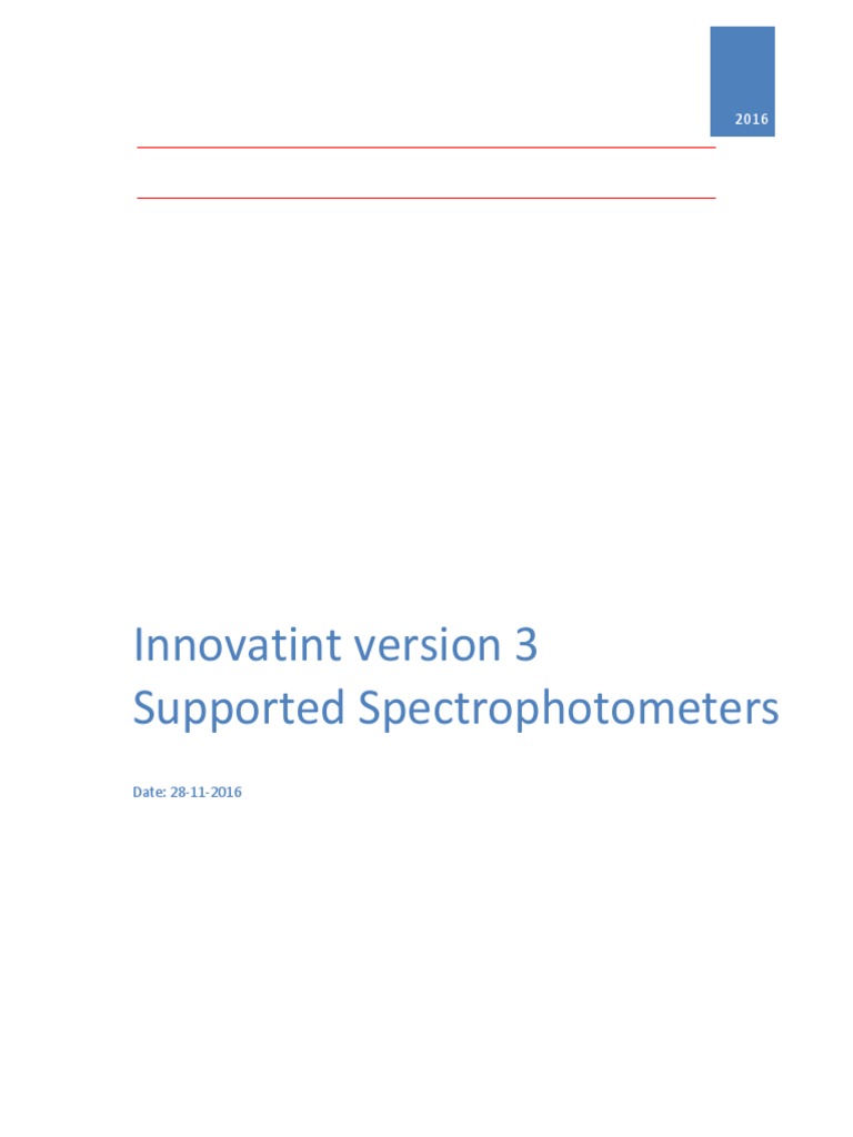Innovatint Version 3 Supported Spectrophotometers v1 20161128 PDF | PDF ...