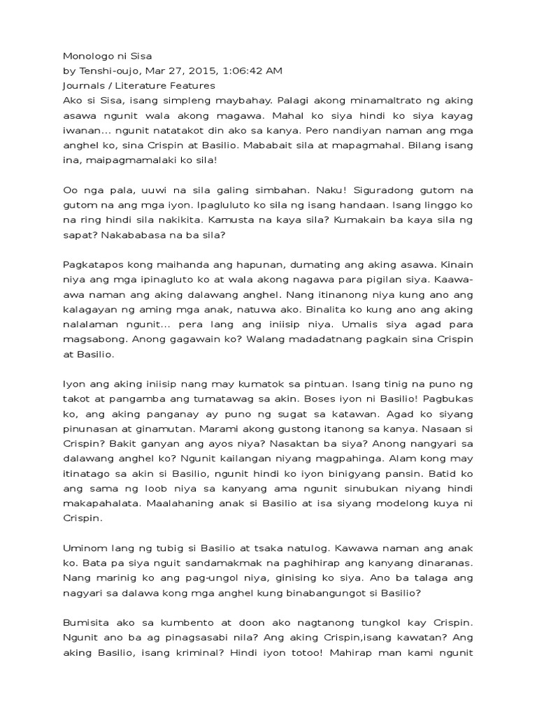 Monologo Ni Sisa | PDF