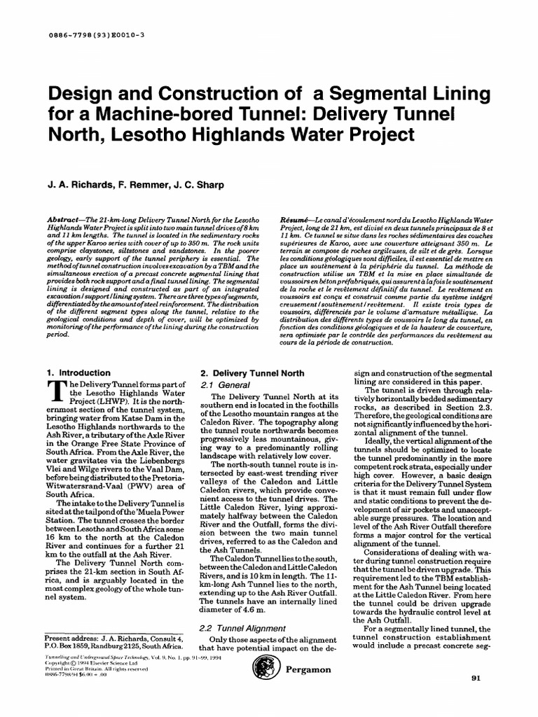 Design and Construction of A Segmental Lining | PDF | Tunnel | Petrology