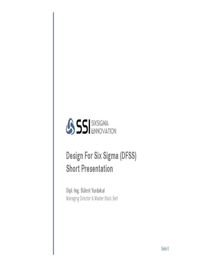 DFSS Short Presentation | PDF | Design For Six Sigma | Six Sigma