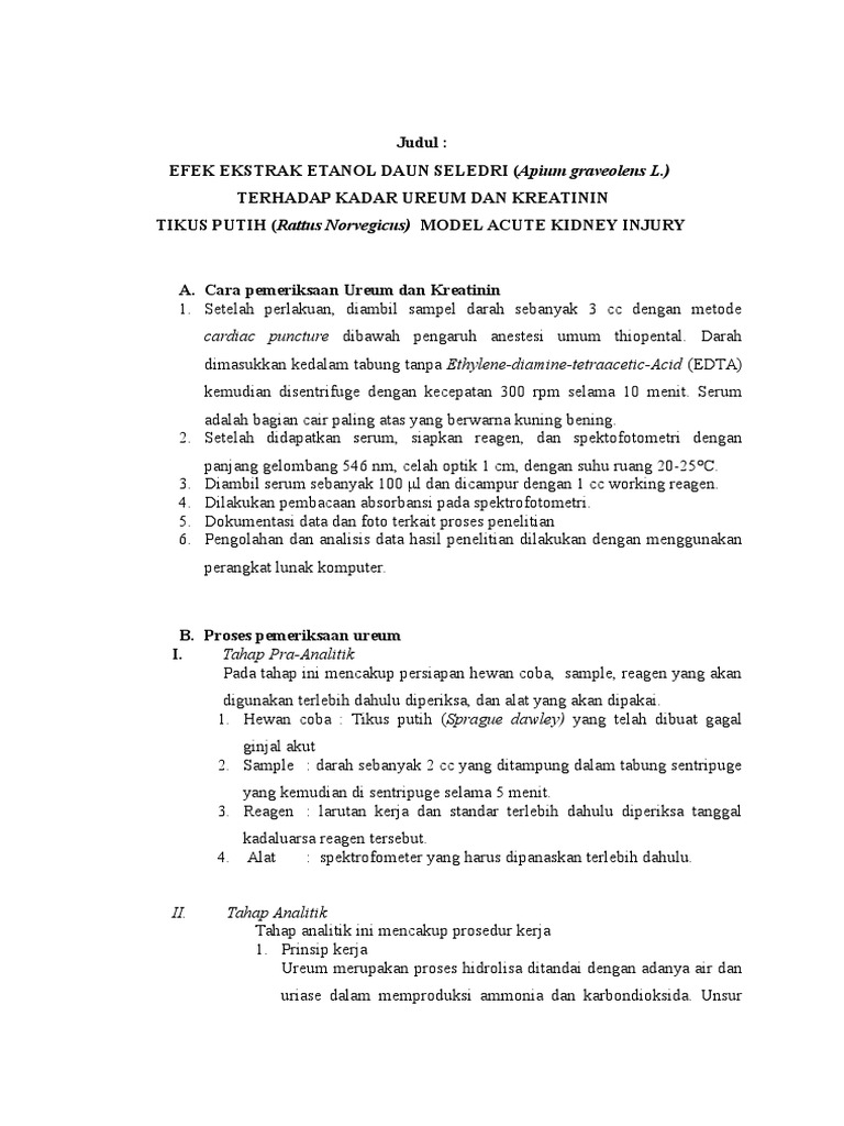 Cara Pemeriksaan Ureum Kreatinin | PDF
