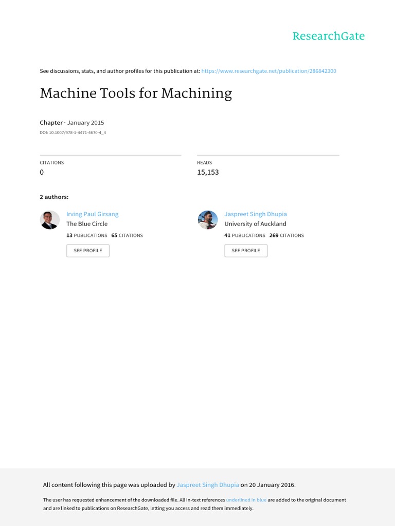 Machine Tools for Precision Machining | PDF | Machining | Drilling