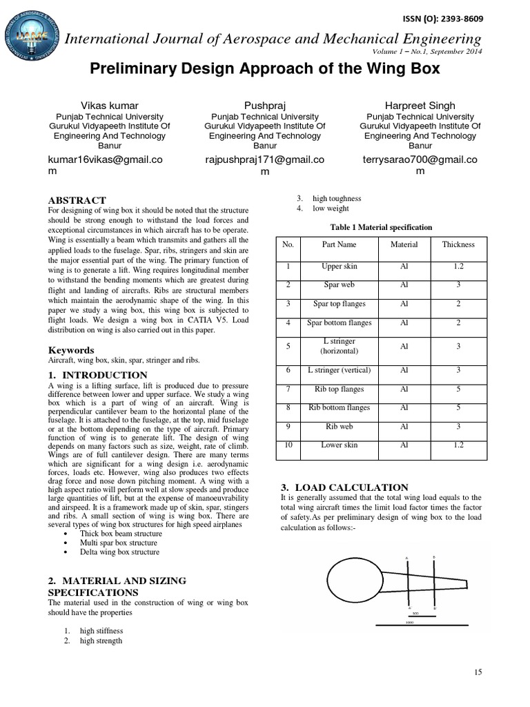 Preliminary Design Approach of The Wing Box | Download Free PDF | Spar ...