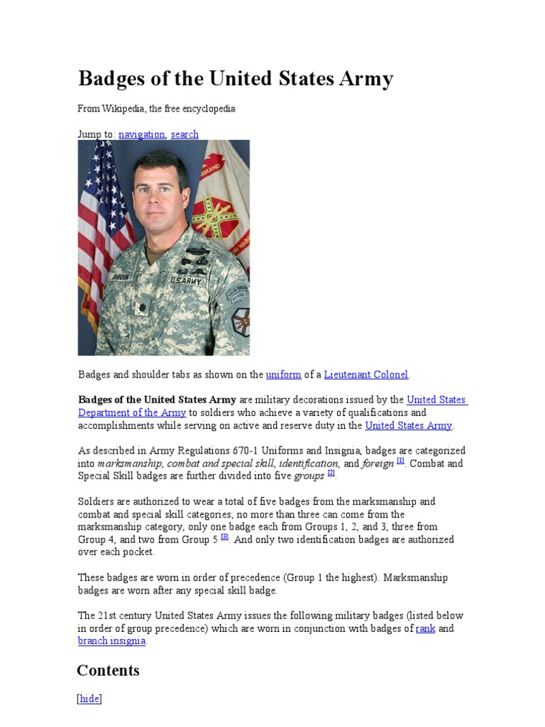 Badges of The United States Army | PDF | Marksman | Uniforms