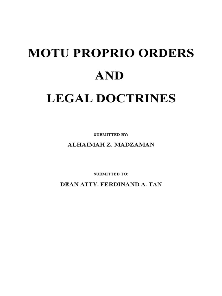 Motu Proprio Orders and Legal Doctrines | PDF | Lawsuit | Complaint