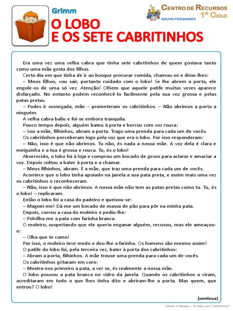 O Lobo e Os 7 Cabritinhos | PDF
