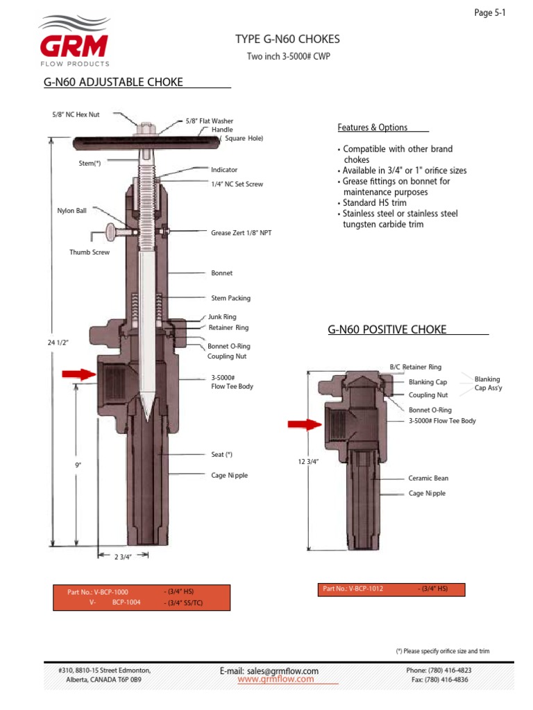Positive and Adjustable Choke Catalogue | PDF | Screw | Building Materials