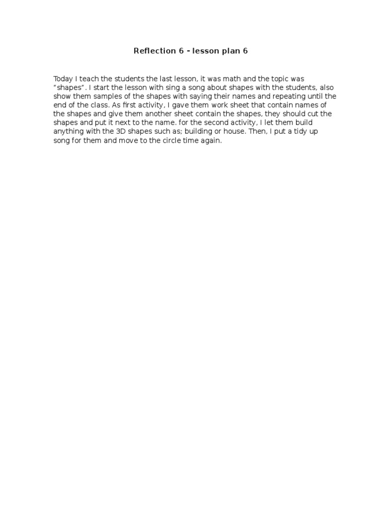Reflection 6 - Lesson 6 | PDF | Language Arts & Discipline | Teaching ...