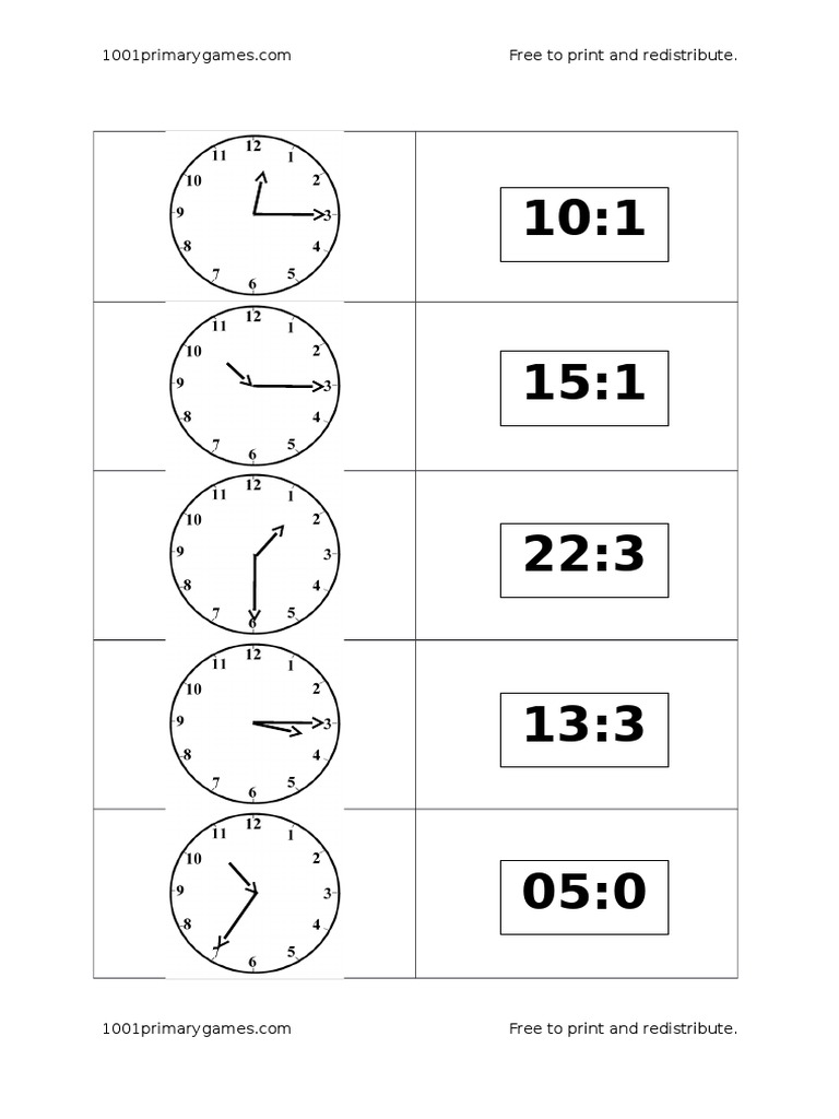 24 Hour Time Dominoes 1 | PDF