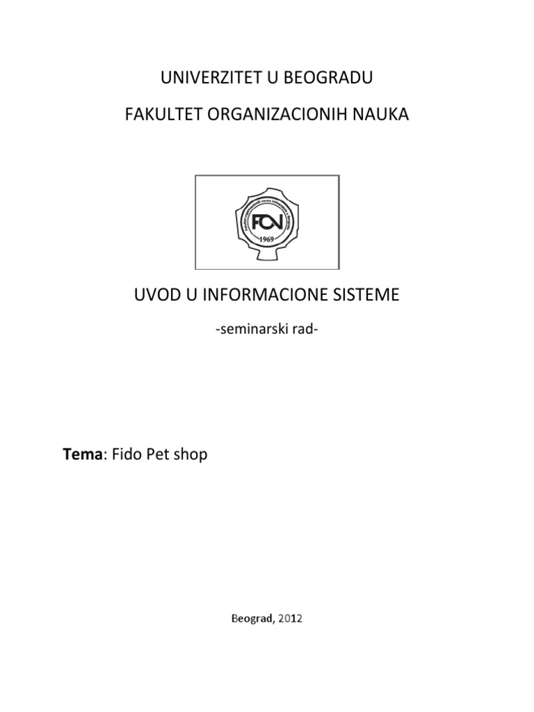 Primer Seminarskog Rada - IS Pet Shop PDF | PDF