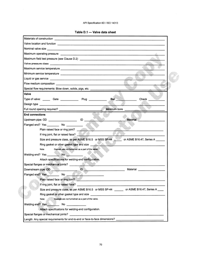 API 6D Datasheet PDF | PDF