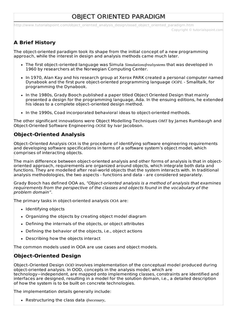 Object Oriented Paradigm Pdf Object Oriented Programming Object Computer Science 2753