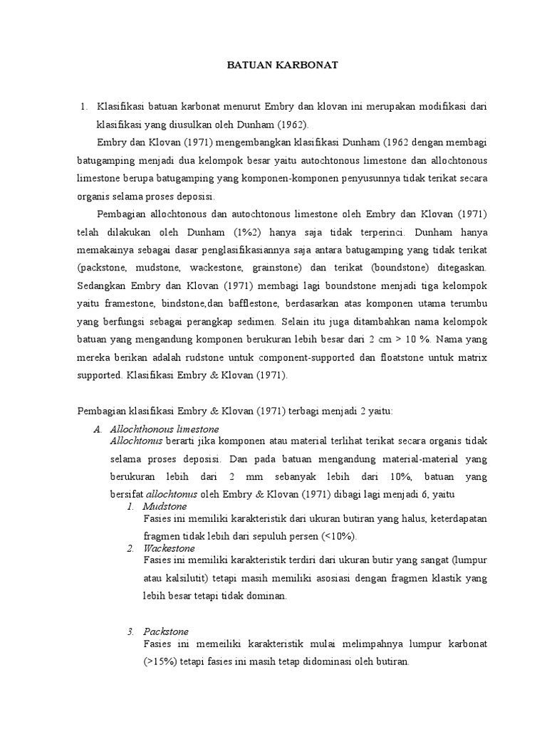 Batuan Karbonat Tgs 3 | PDF | Ilmu Sosial | Sains & Matematika