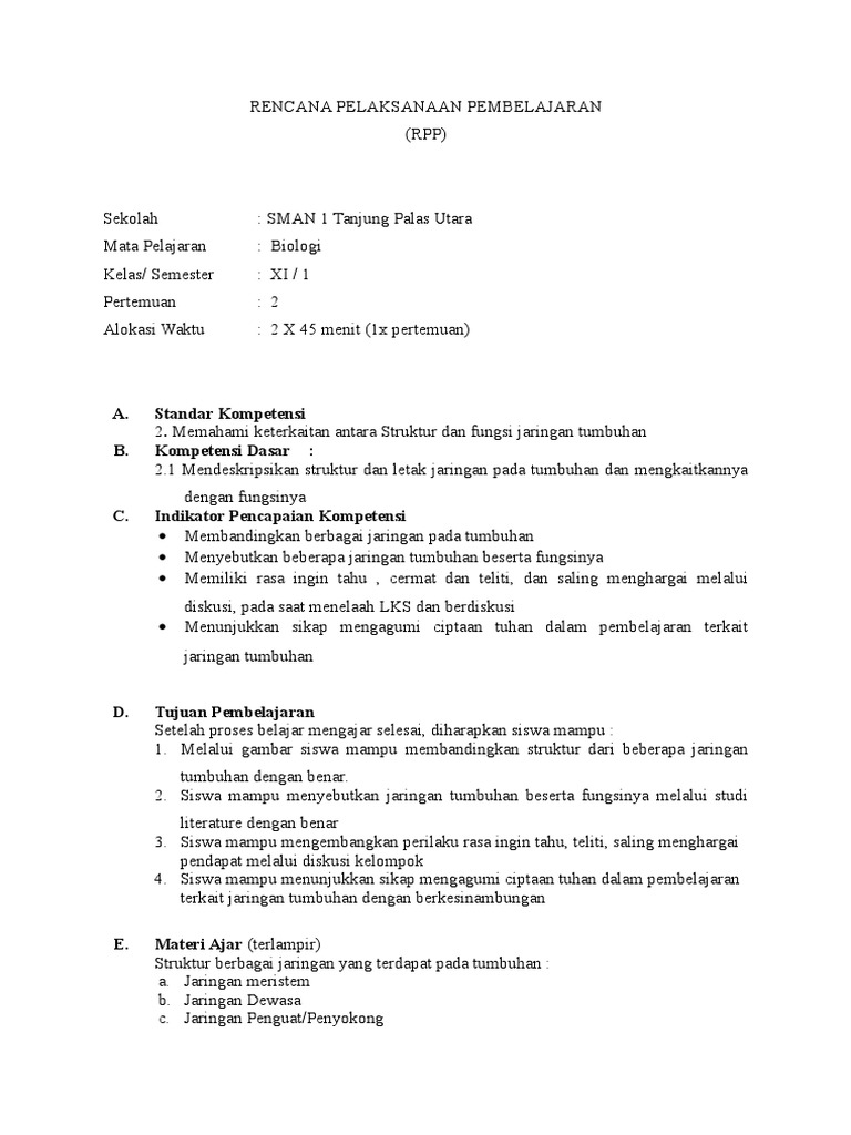 Contoh RPP KTSP | PDF