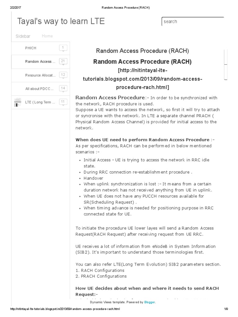 Random Access Procedure (RACH) | PDF | Hypertext Transfer Protocol | Bit