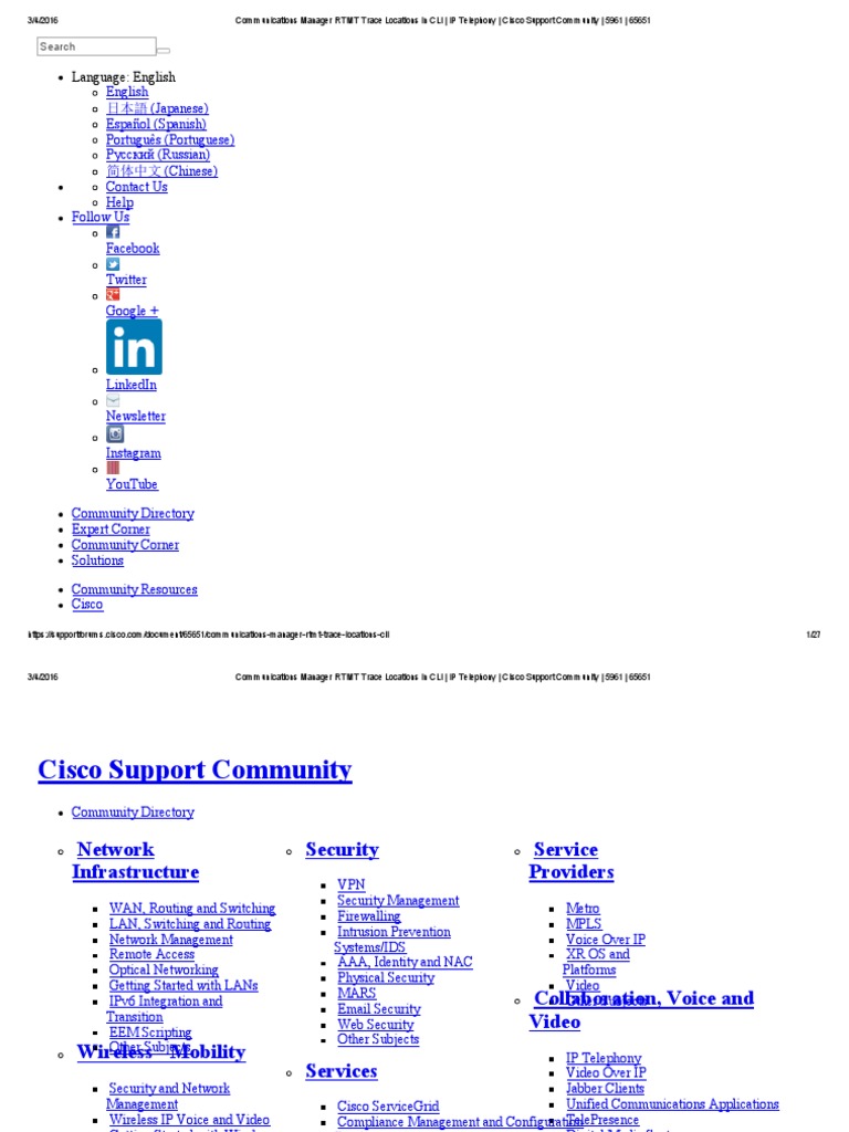 CUCM RTMT Trace Locations | PDF | Customer Premises Equipment | Computer Network
