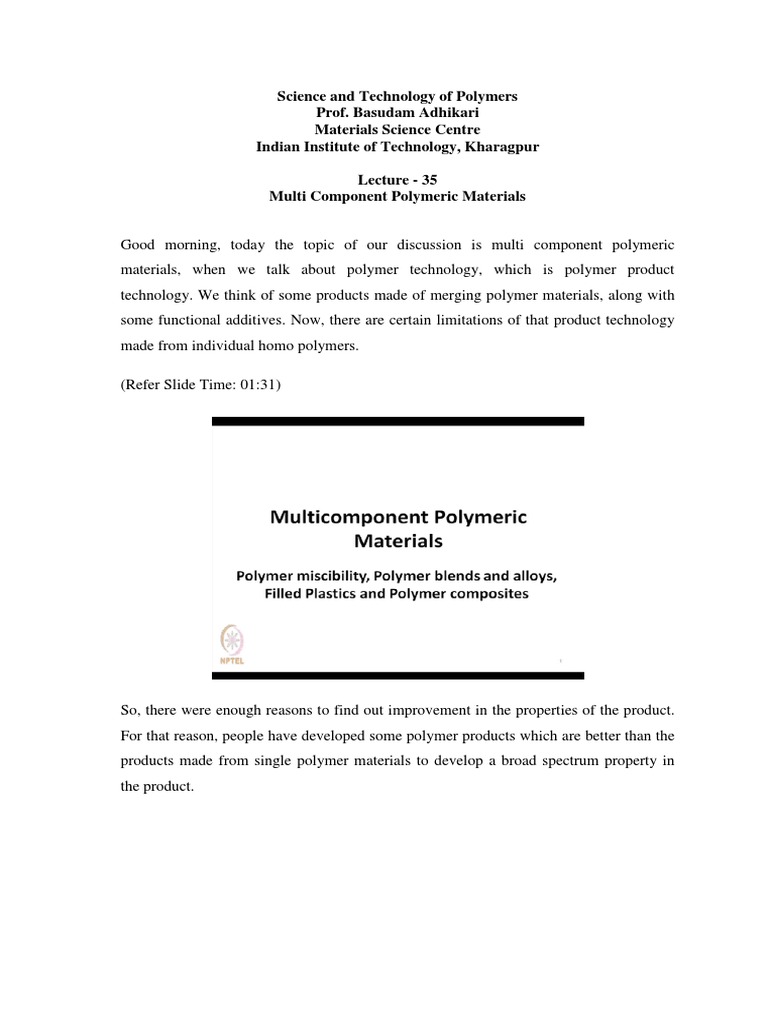Multi-Component Polymeric Materials | PDF | Copolymer | Polymers