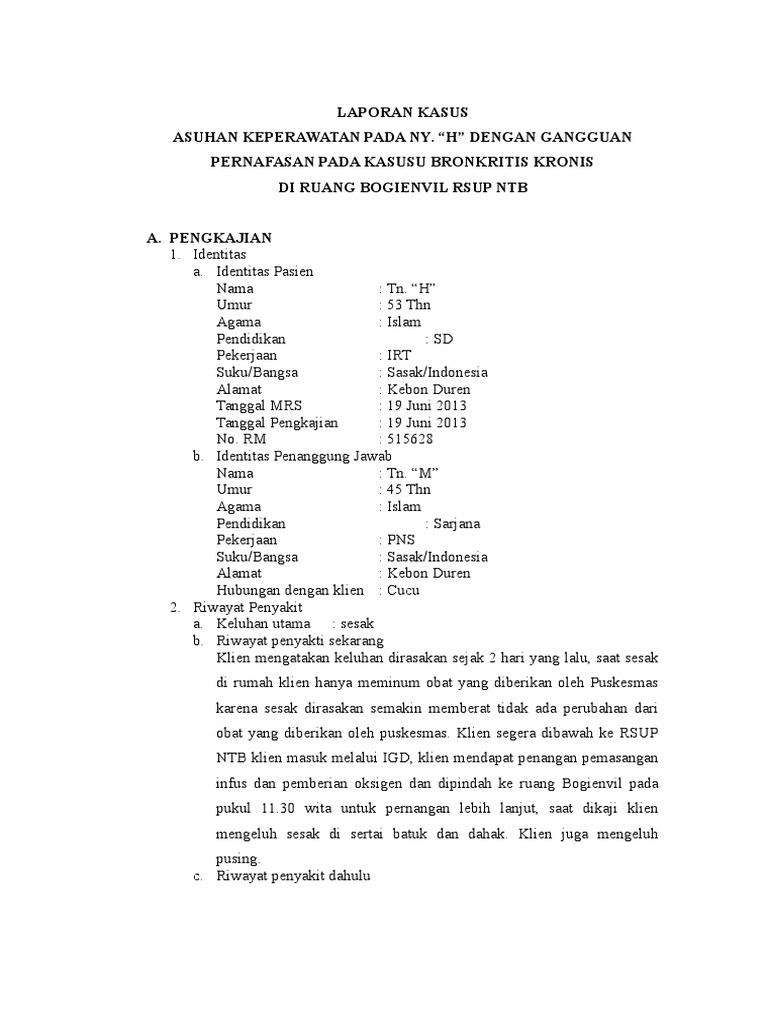 Asuhan Keperawatan Bronkitis Kronis | PDF | Pengembangan Diri