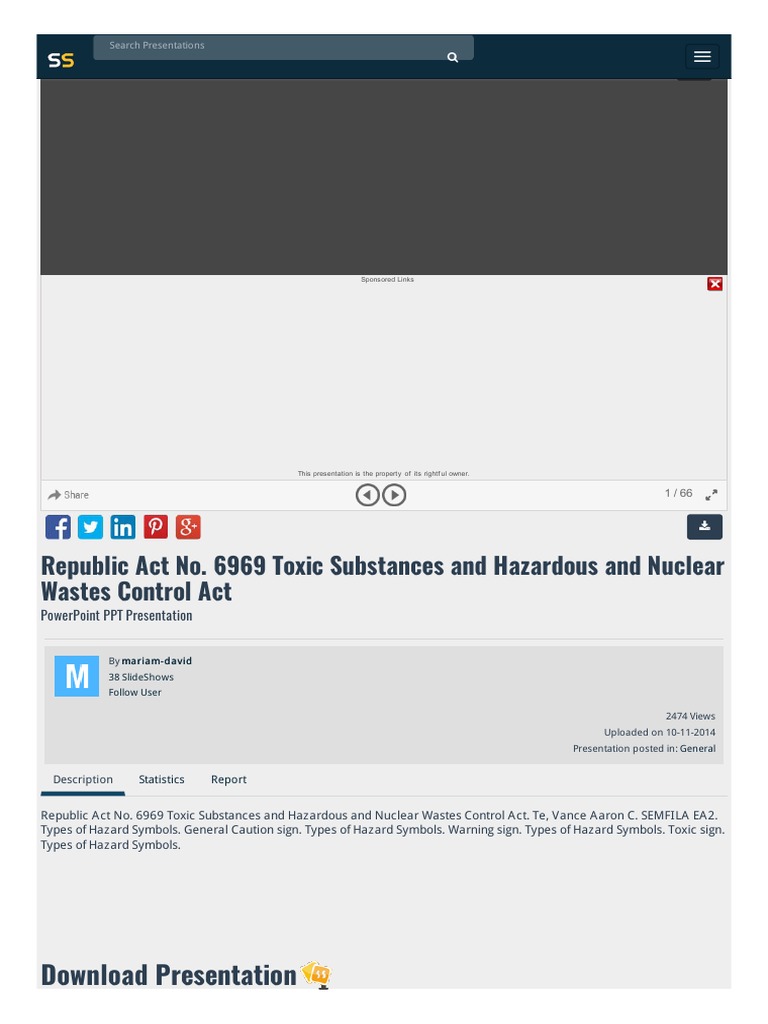Republic Act No 6969 Toxic Substances and Hazardous and Nuclear Wastes ...
