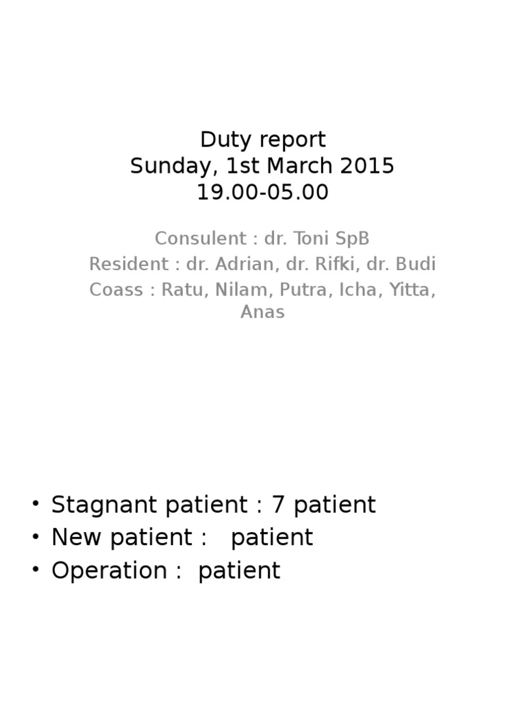 Night Report 1 March | PDF | Surgery | Clinical Medicine