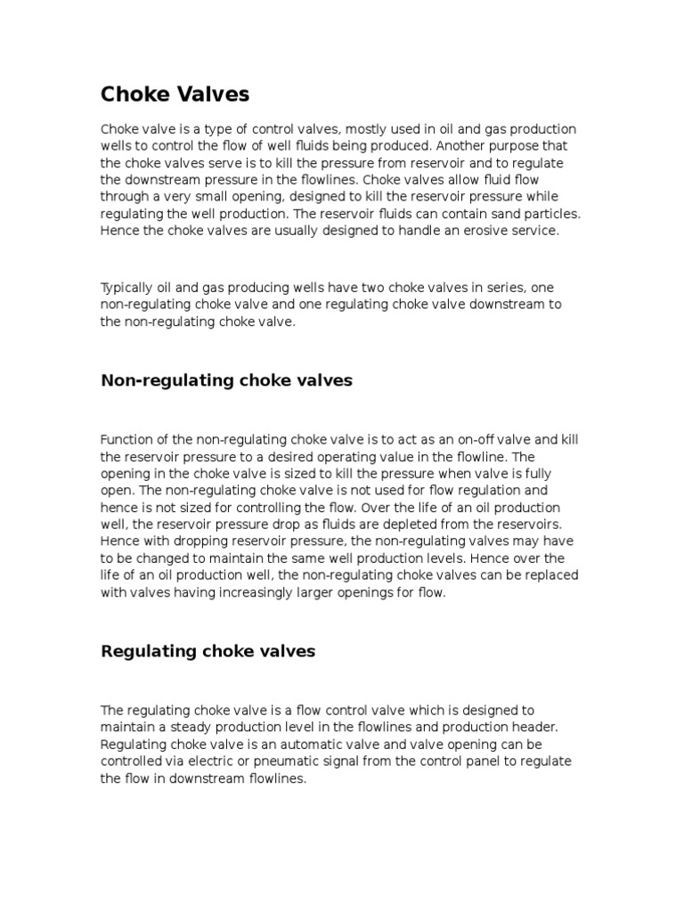 Choke Valves in Oil and Gas Production | PDF | Home & Garden ...