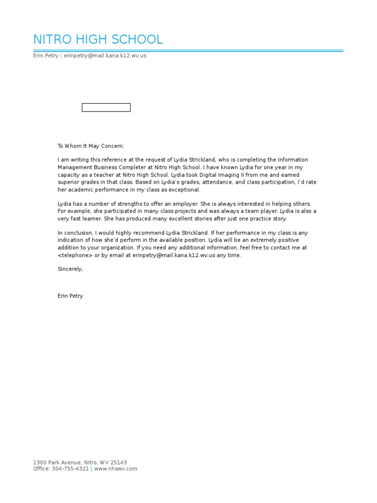 Reccomendation Lydia Strickland - Petry | PDF