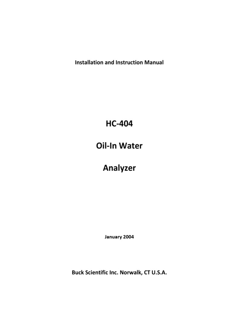 HC-404 Oil-In-Water Analyzer Manual | PDF | Absorbance | Petroleum