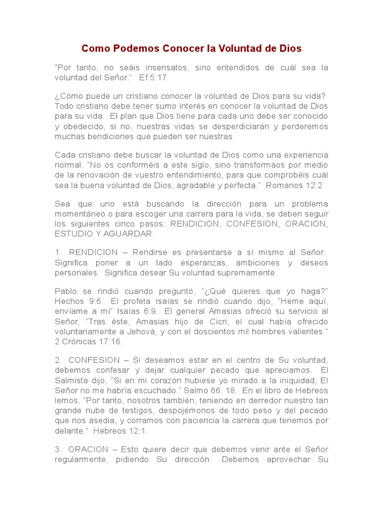 Como Podemos Conocer La Voluntad de Dios-bosquejo | Salmos | Oración
