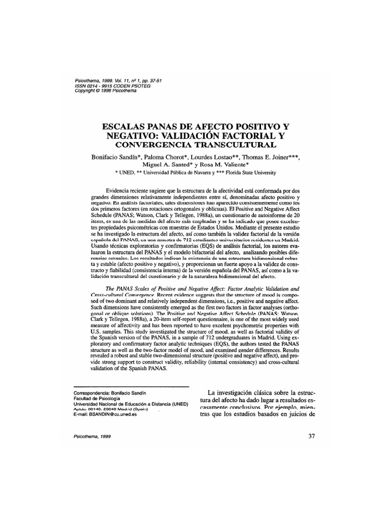 Escala Panas PDF | PDF