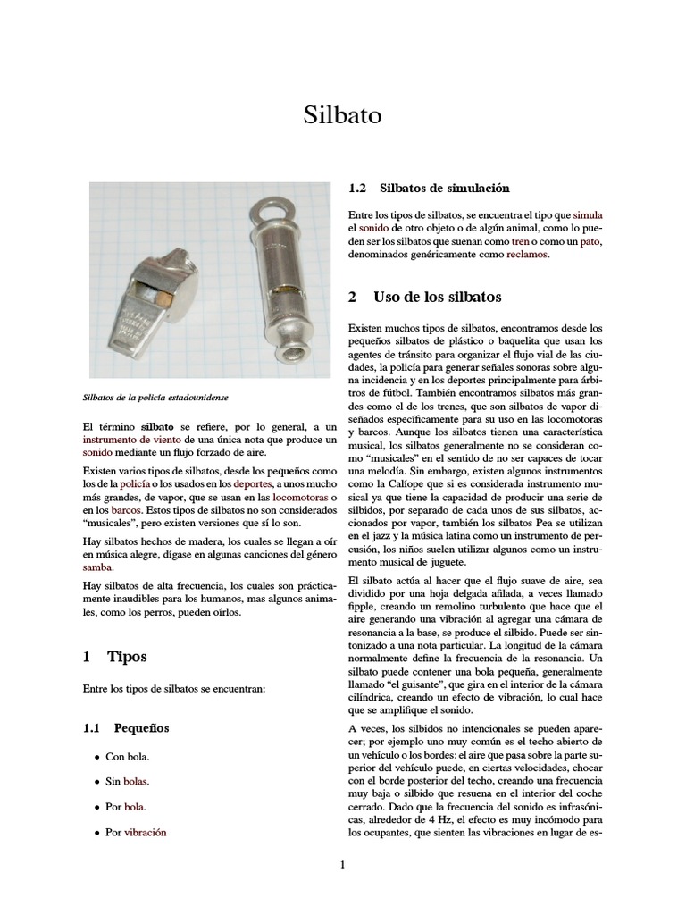 Tipos y usos del silbato musical | PDF | Instrumentos musicales | Deportes