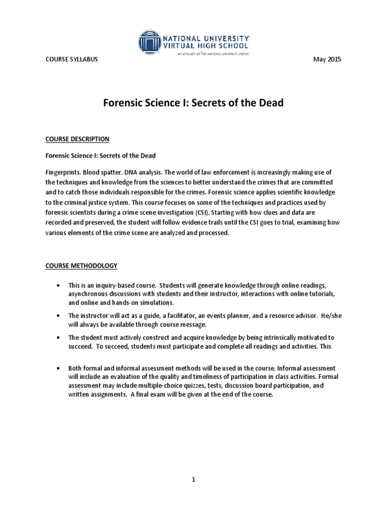 Syllabus Forensic Science I1 | PDF | Forensic Science | Crime Scene