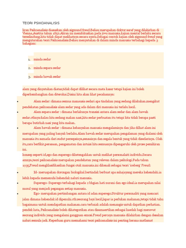 Teori Psikoanalisis | PDF
