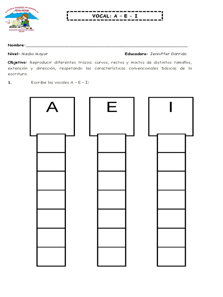 Actividades de escritura vocales A, E, I | PDF | Science | Ciencia y ...