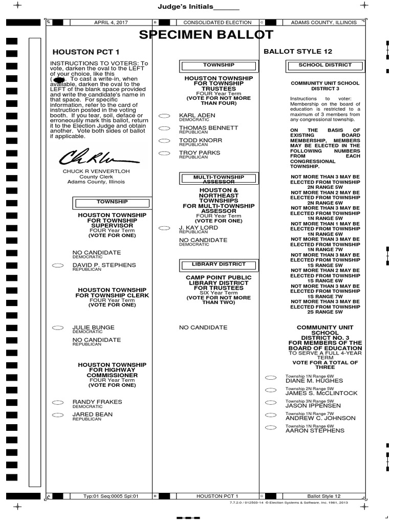 Houston Ballot Style 12 - April 2017 | PDF | Voting | Elections