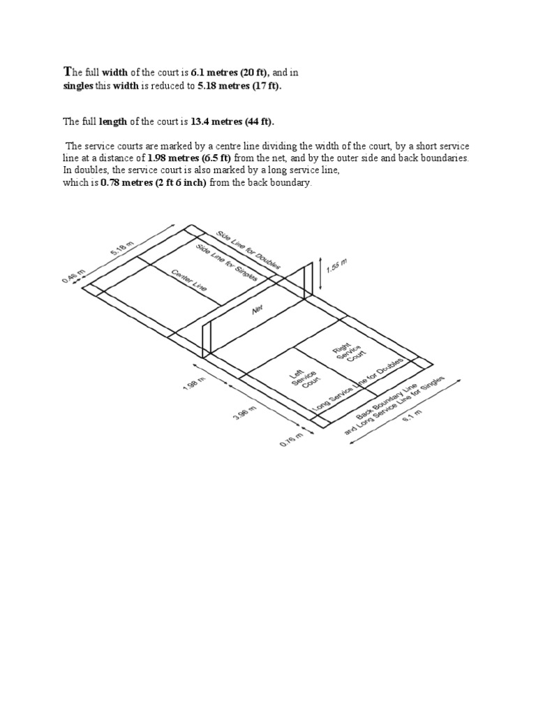 Badminton Court Size With Shuttle Sizes | PDF | Sports | Leisure