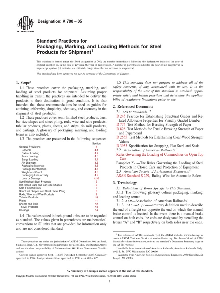 Astm A700 | PDF | Packaging And Labeling | Cargo